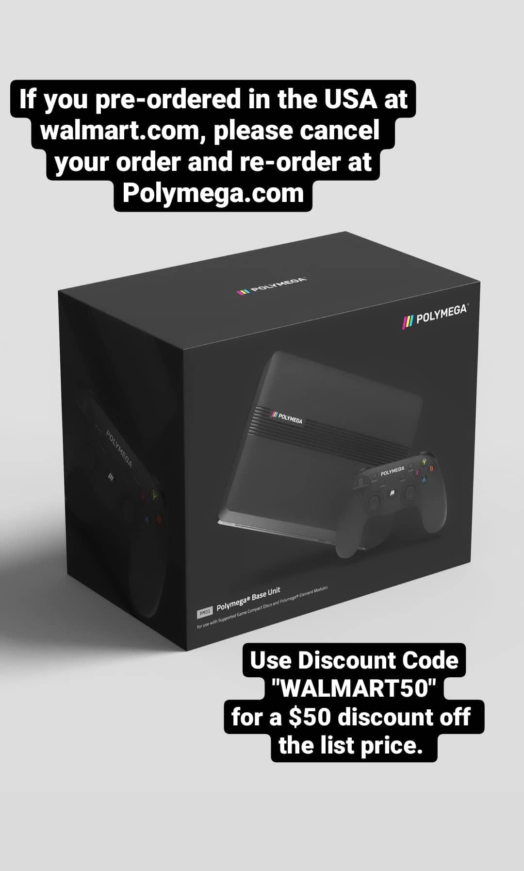 Polymega manufacturer says if you pre-ordered from Wal-Mart, you should cancel your order